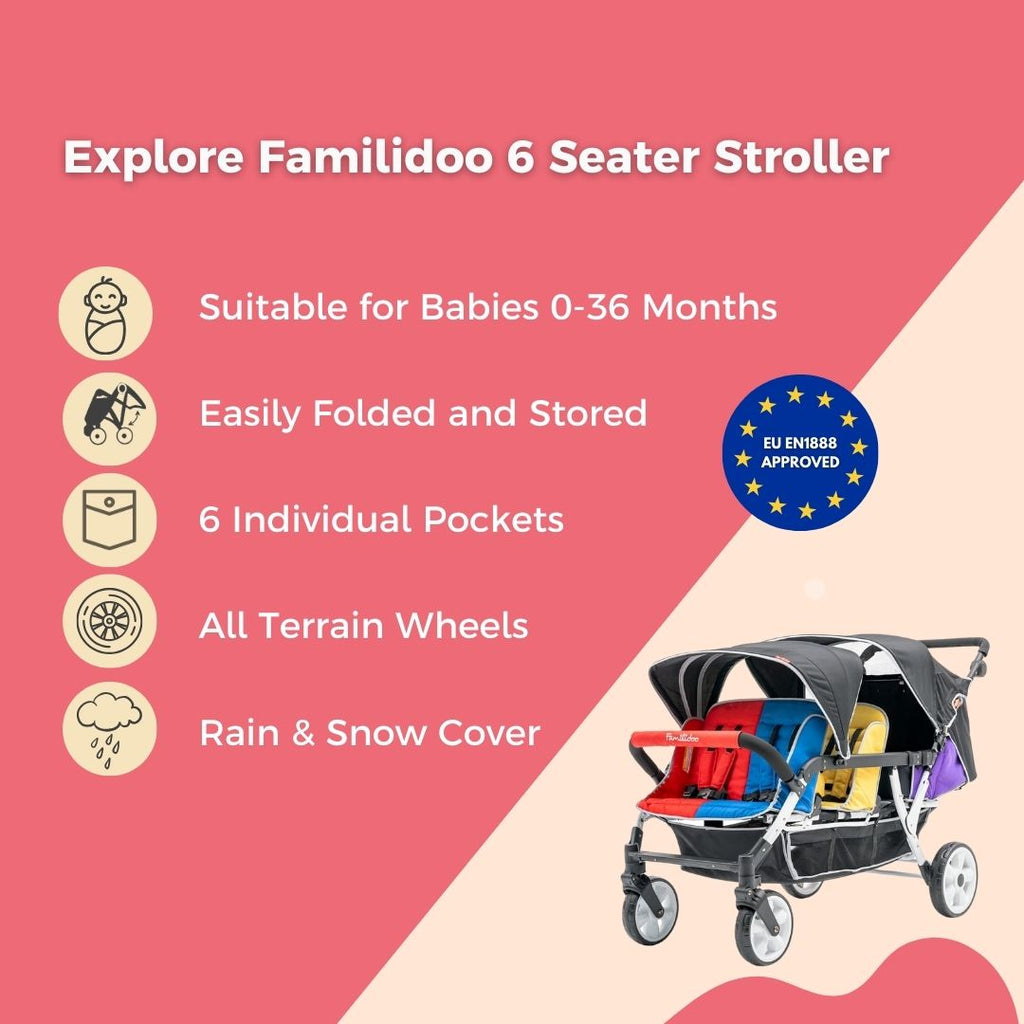 6 Seat Stroller - with Infant Seat and Double Canopy (H6E) – familidoo.com