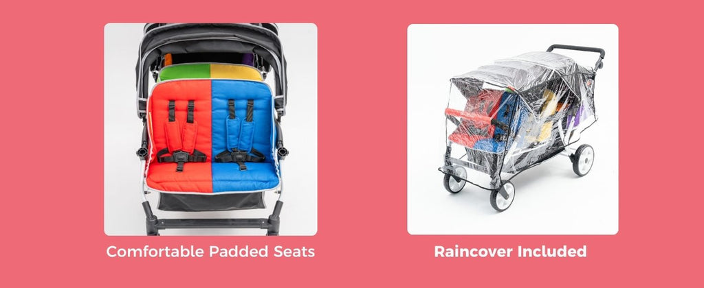 6 Seat Stroller - with Infant Seat and Double Canopy (H6E) Daycare Str ...