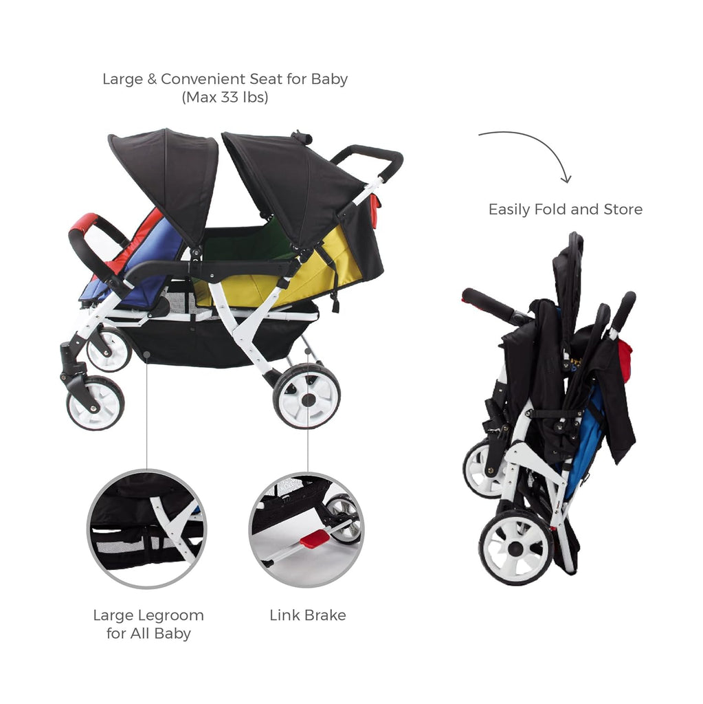 4 Seat Stroller - for Quadruplet with Infant Seat (H4E) – familidoo.com