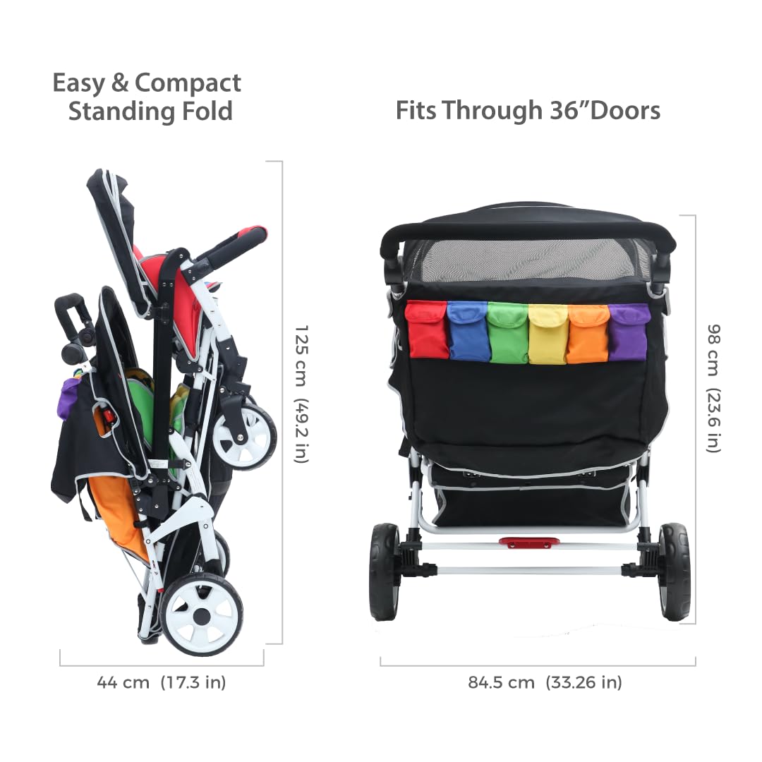 6 Seat Stroller - with Infant Seat and Double Canopy (H6E) – familidoo.com